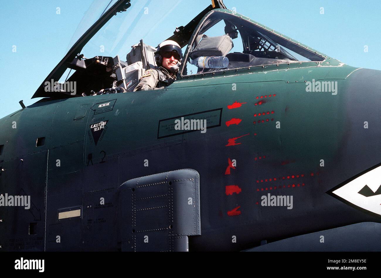 The pilot of a 23rd Tactical Fighter Wing A-10A Thunderbolt II aircraft ...