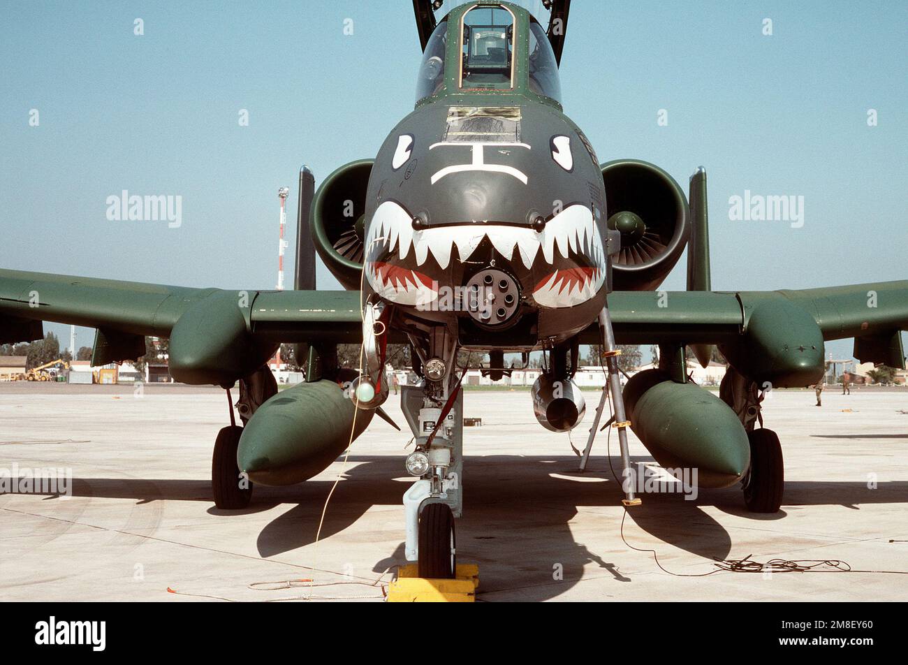 A close-up view of a 23rd Tactical Fighter Wing A-10A Thunderbolt II ...