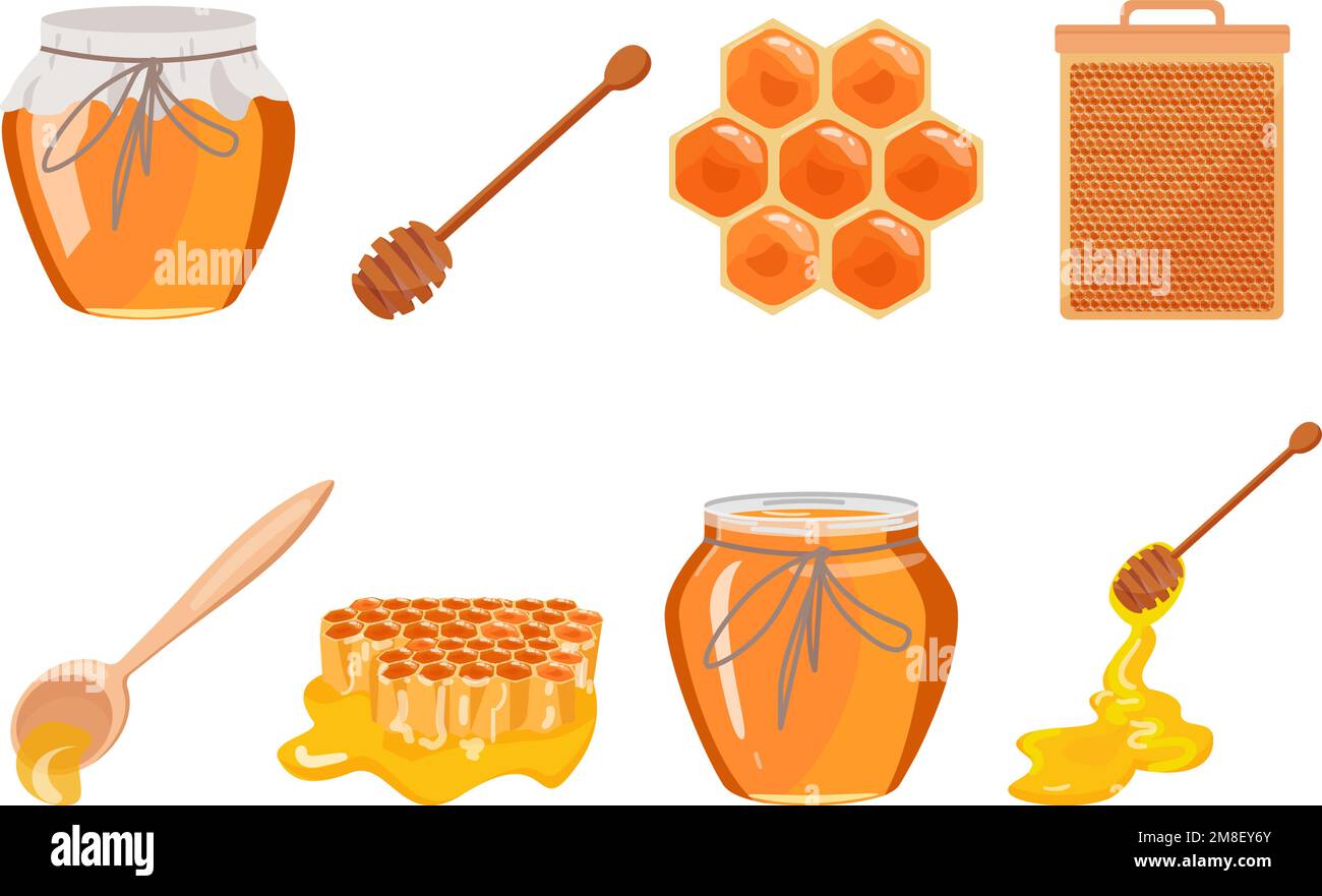 Honey icons set cartoon vector. Jar glass Stock Vector Image & Art - Alamy