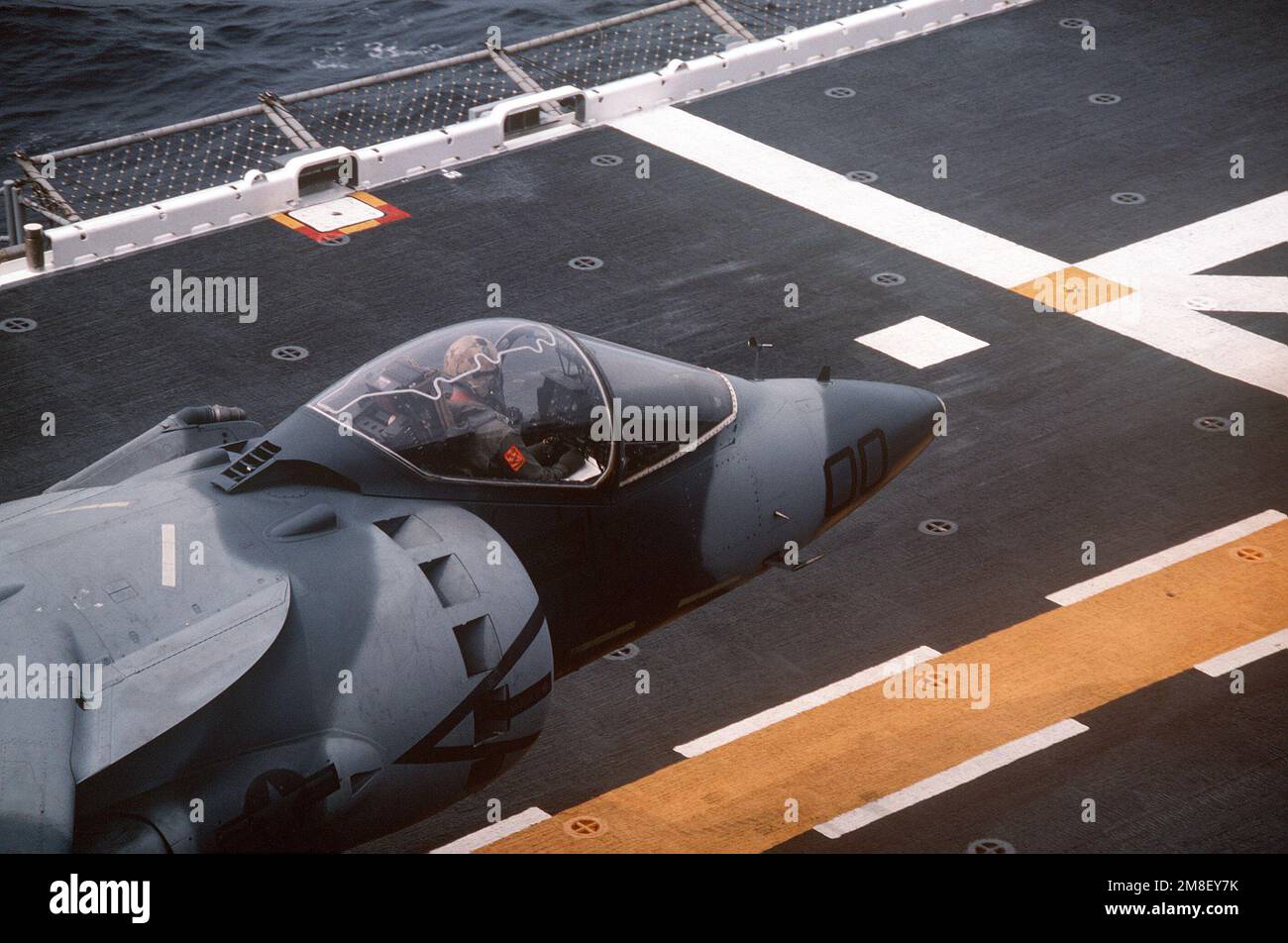 The pilot of a Marine Attack Squadron 223 (VMA 223) AV-8B Harrier ...