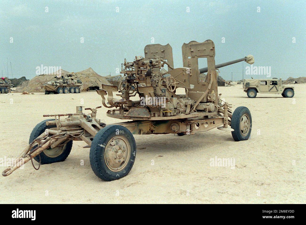 A right rear view of an Iraqi S-60 57mm automatic anti-aircraft gun ...