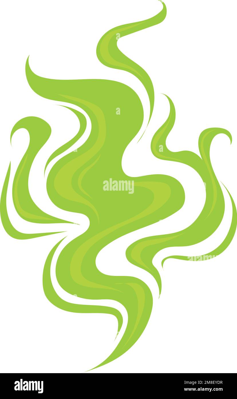 Green smoke. Cartoon odor. Stinky bad scent isolated on white ...