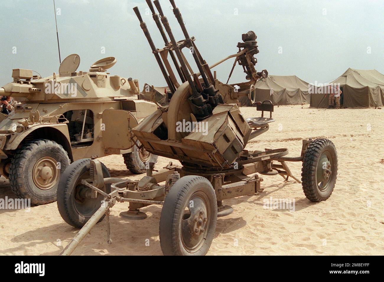A left front view of a ZPU-4 anti-aircraft machine gun that was ...