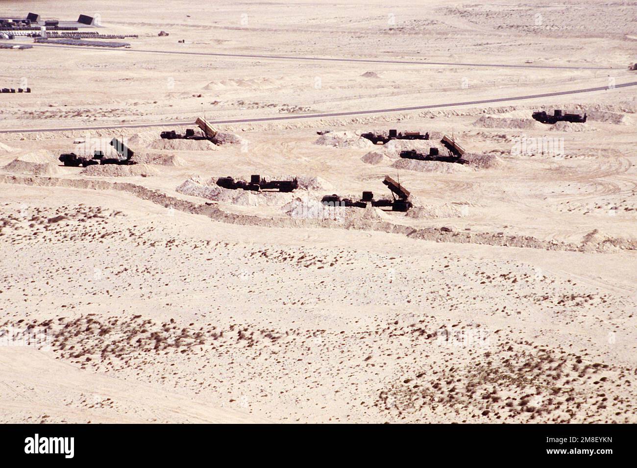 MIM-104 Patriot tactical air defense systems are positioned for defense ...