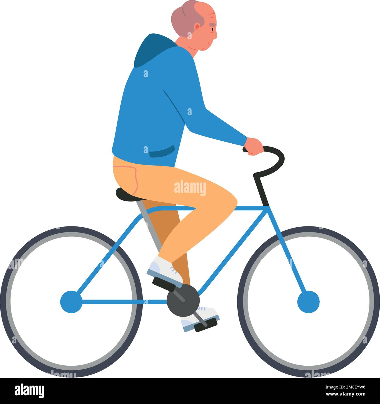 Old man riding bicycle. Active senior lifestyle isolated on white ...