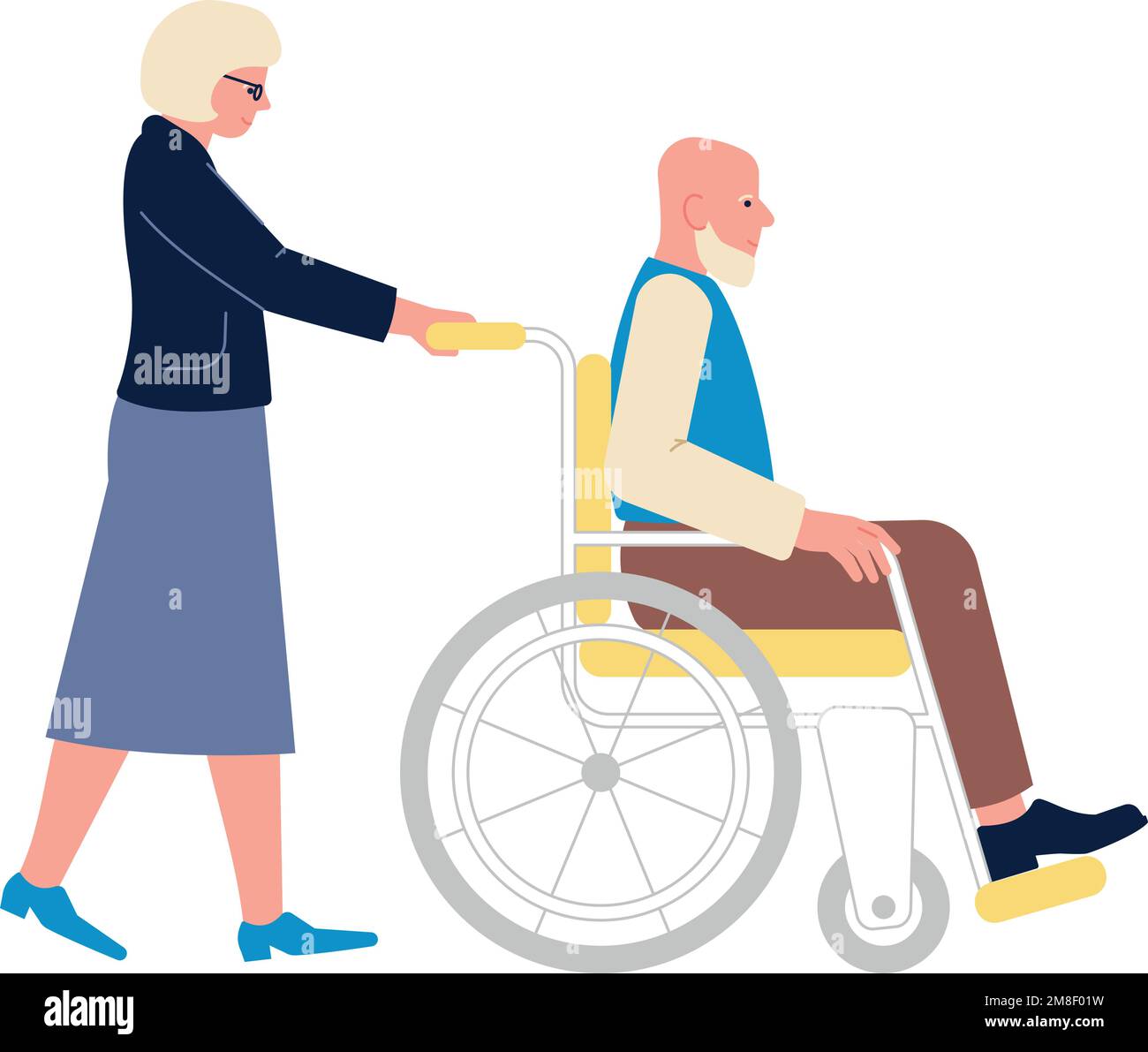 Senior man pushing young Cut Out Stock Images & Pictures - Alamy