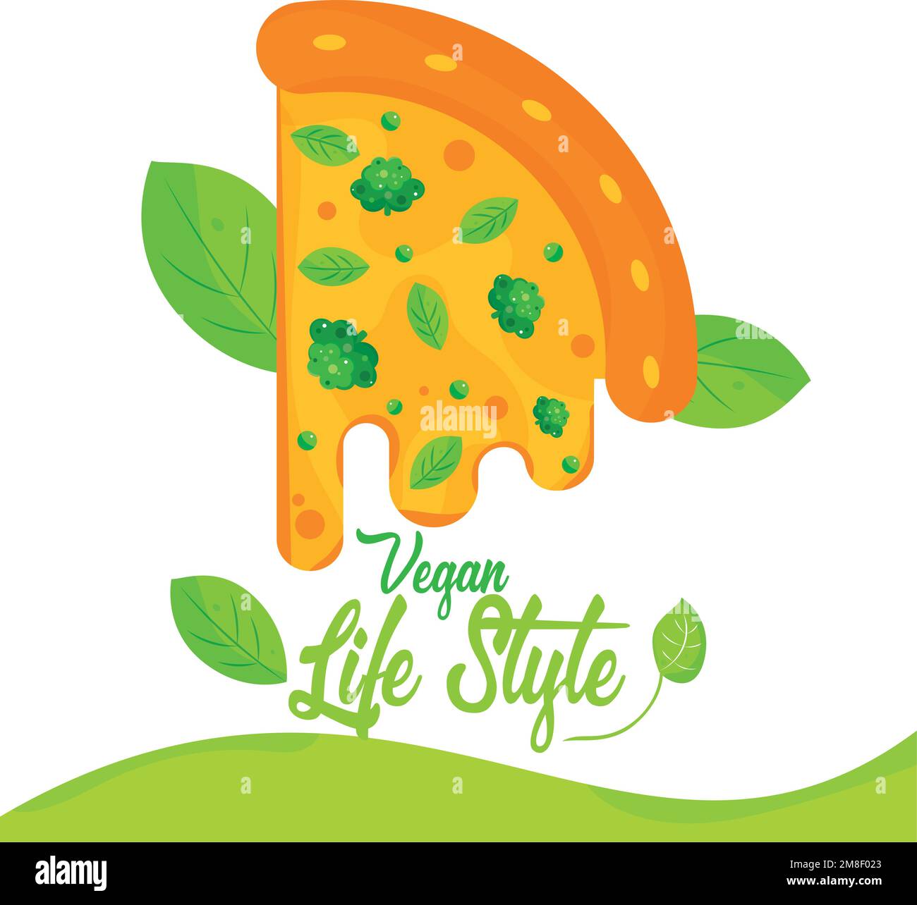 Vegan lifestyle poster with vegan pizza Vector Stock Vector Image & Art ...