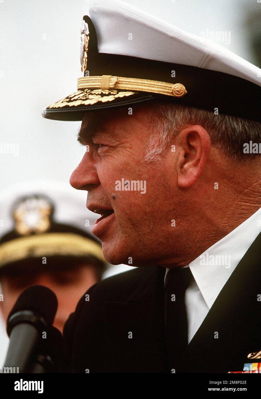 CHIEF of Naval Operations Adm. Frank B. Kelso II speaks during a ...