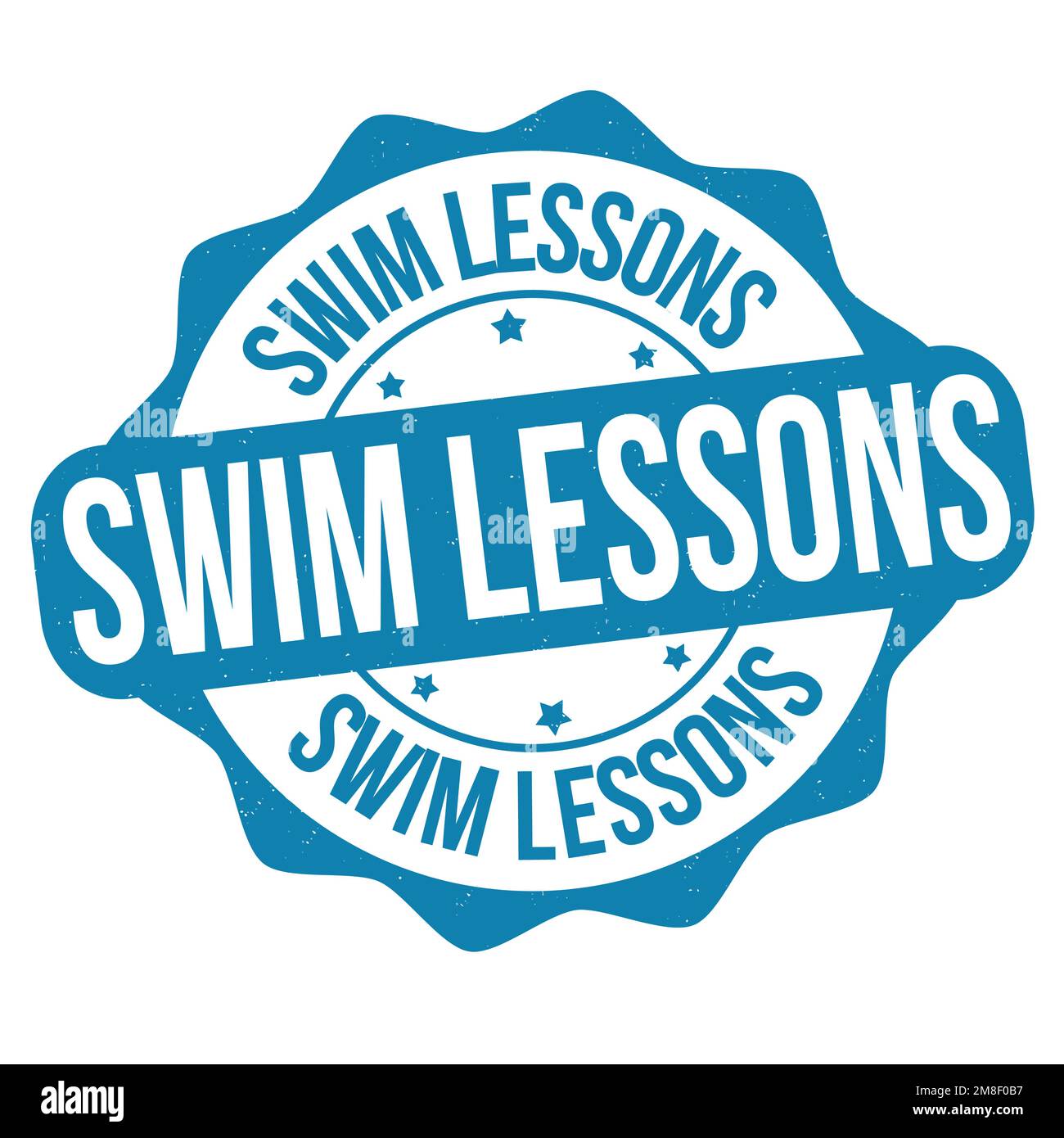 Swim lessons label or stamp on white background, vector illustration ...