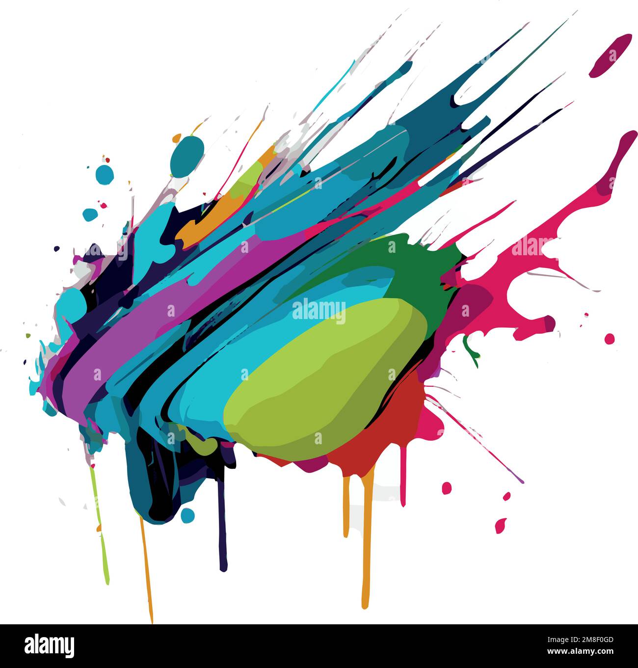 Smears, blots of colored paint on a white background, multicolored ...