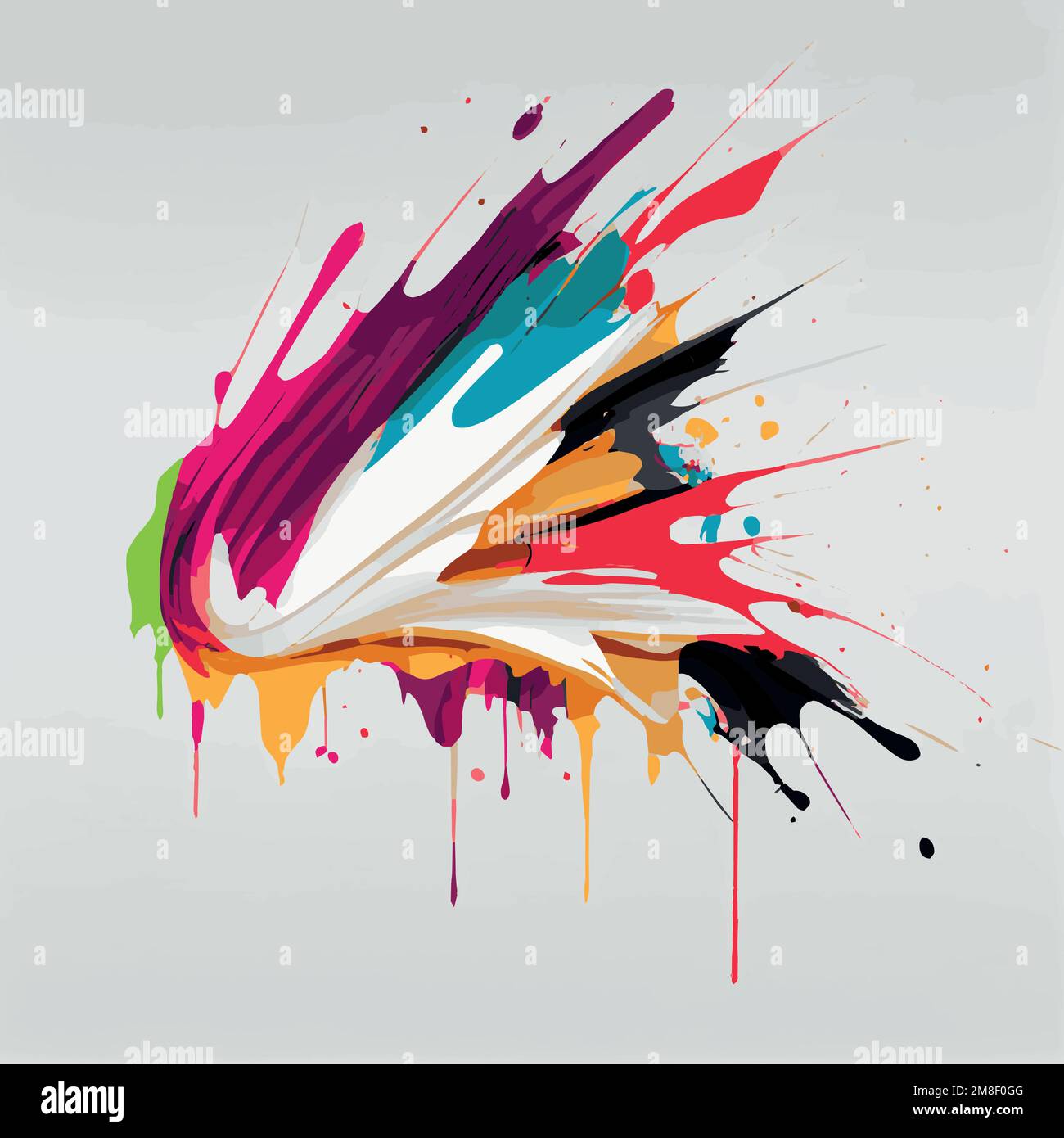 Smears, blots of colored paint on a white background, multicolored ...