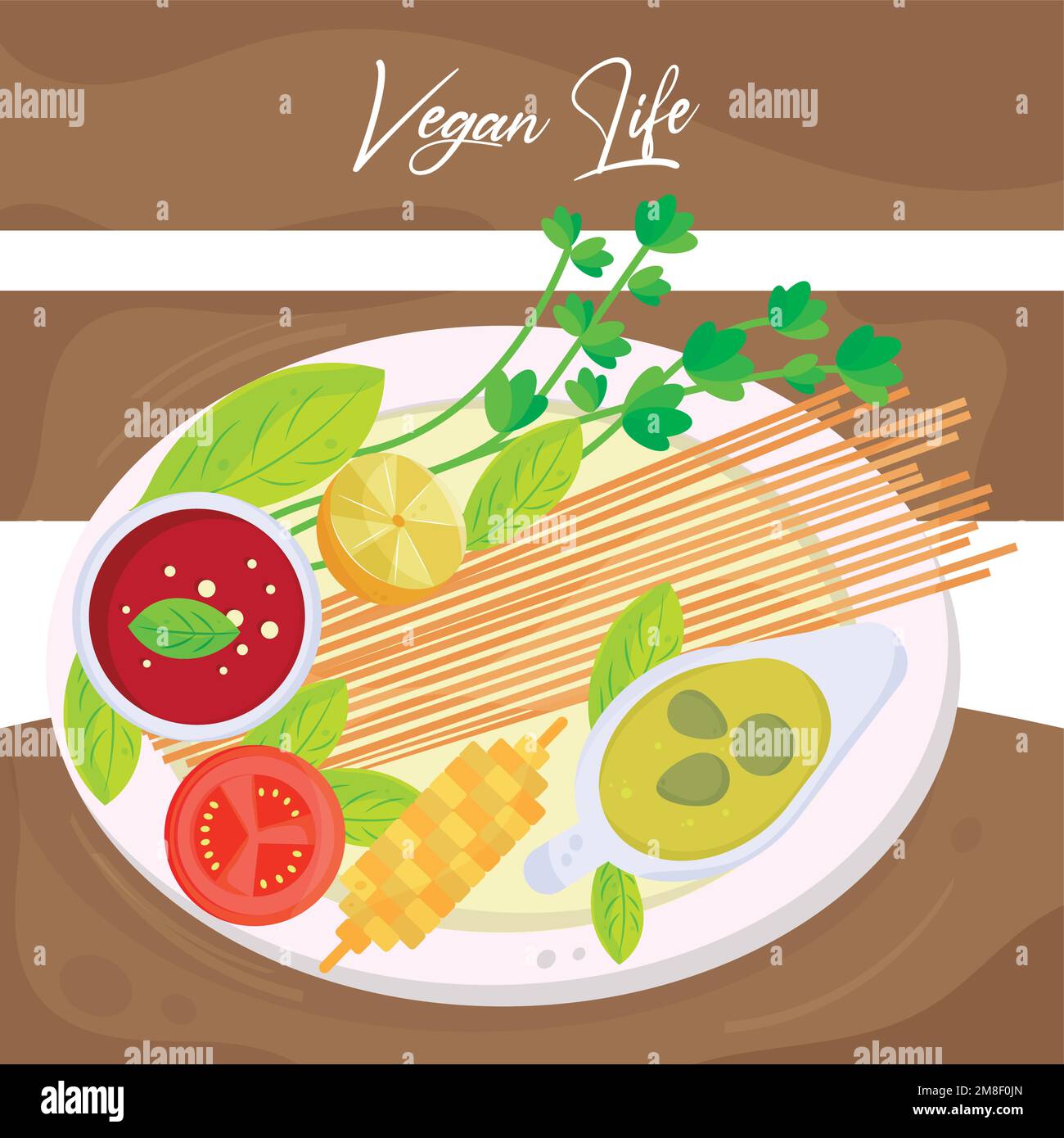Vegan lifestyle poster plate with different vegetables Vector Stock ...