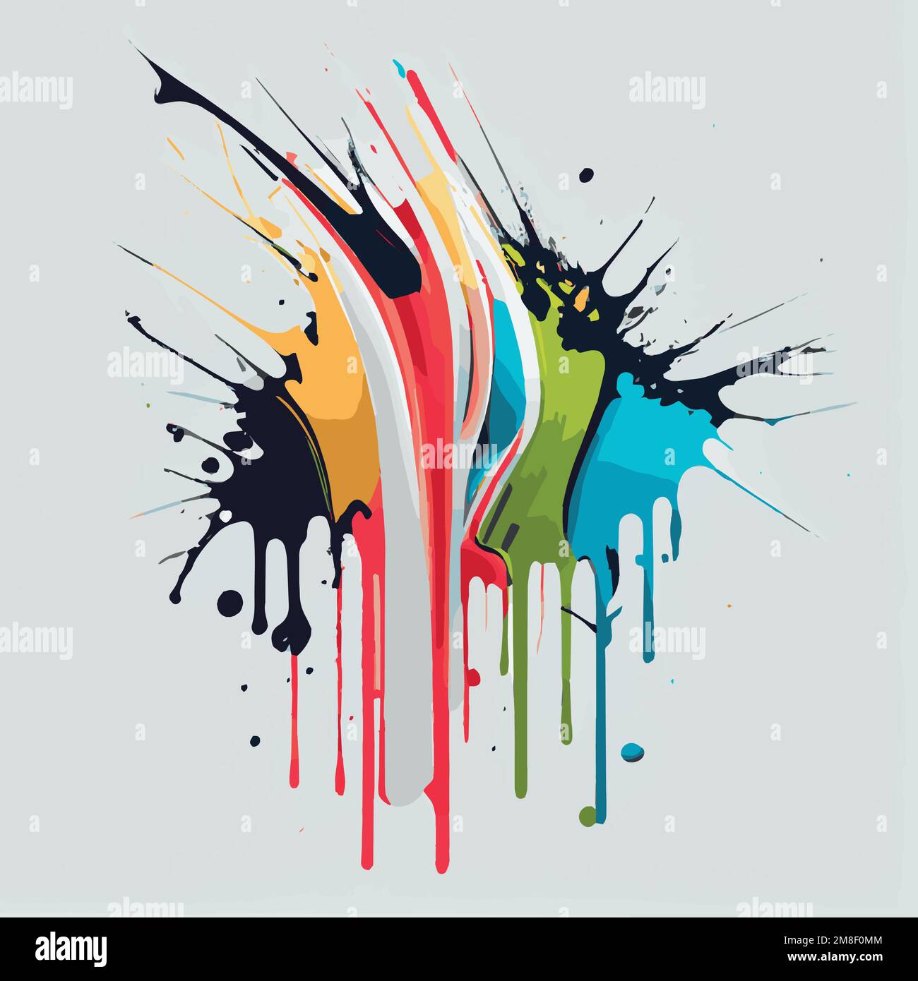 Smears, blots of colored paint on a white background, multicolored ...