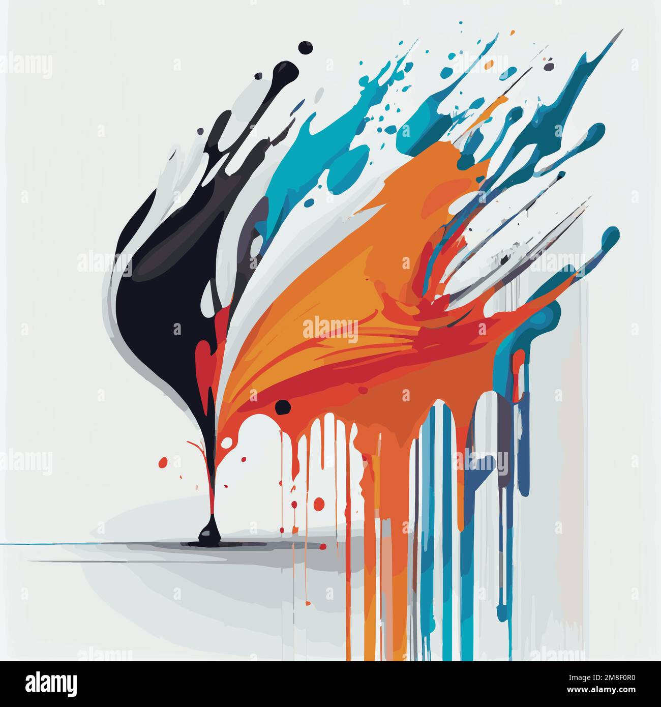 Smears, blots of colored paint on a white background, multicolored ...