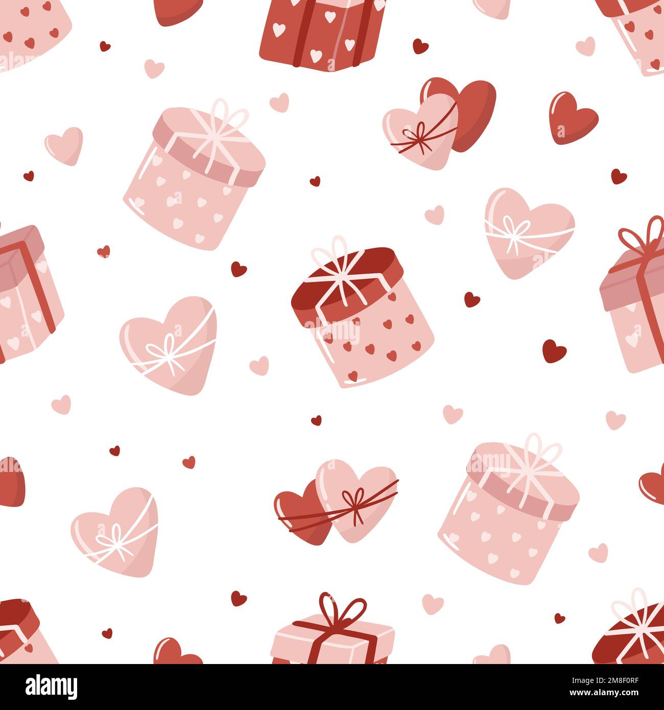 Valentines day pink seamless pattern. Love, hearts, valentine card ...
