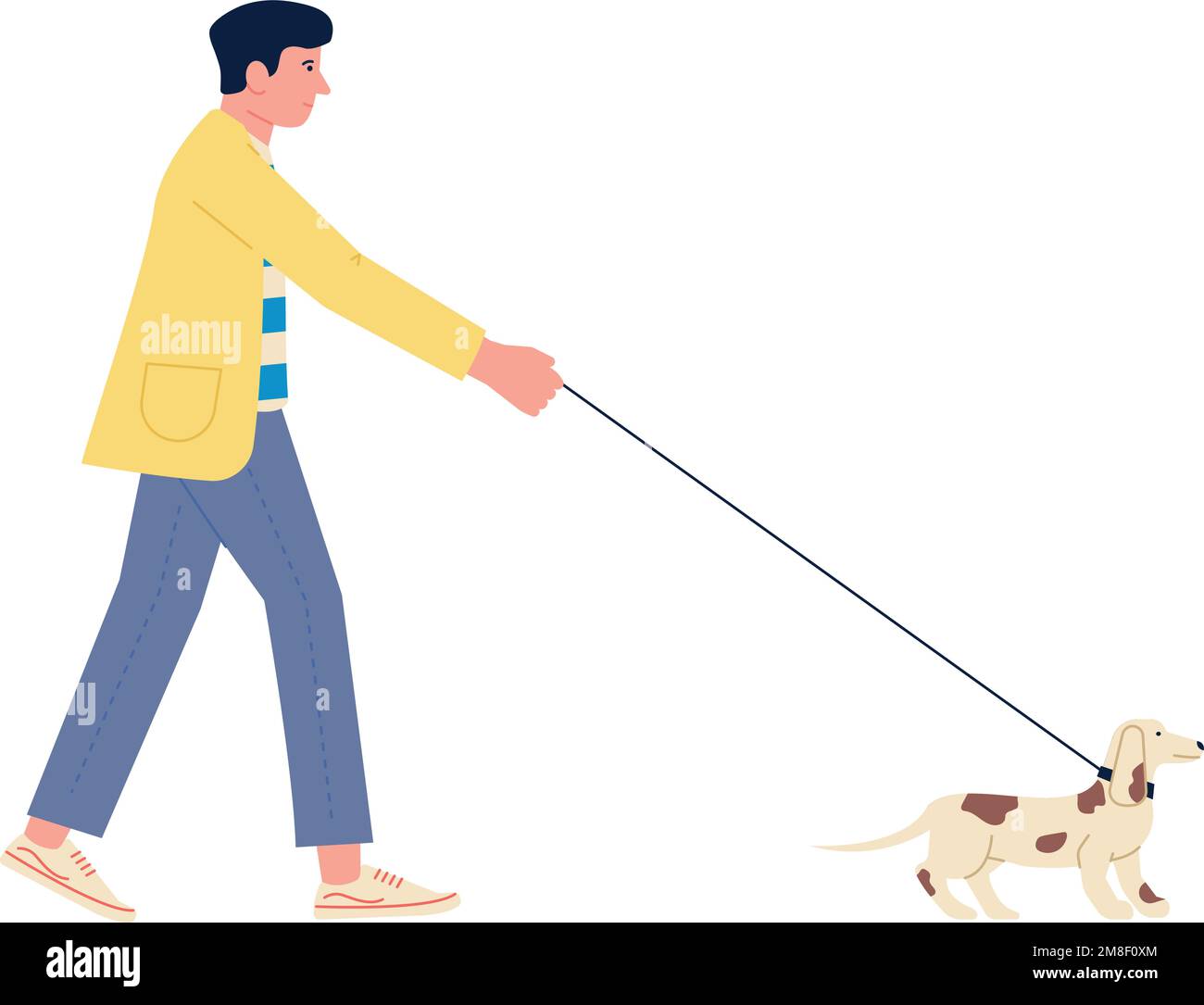 Man walking with dog. Happy pet owner outdoor Stock Vector Image & Art ...