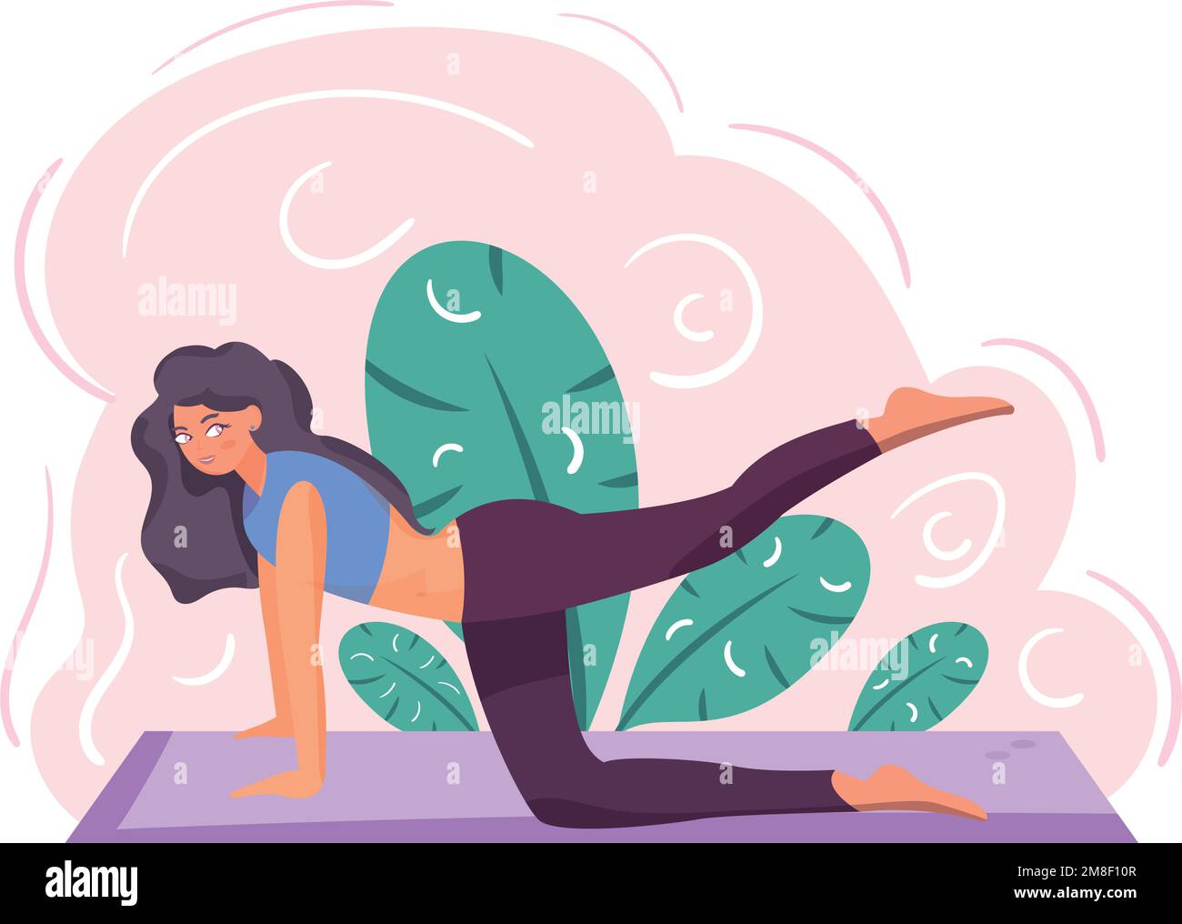 Cute girl cartoon character doing yoga Vector Stock Vector Image & Art ...