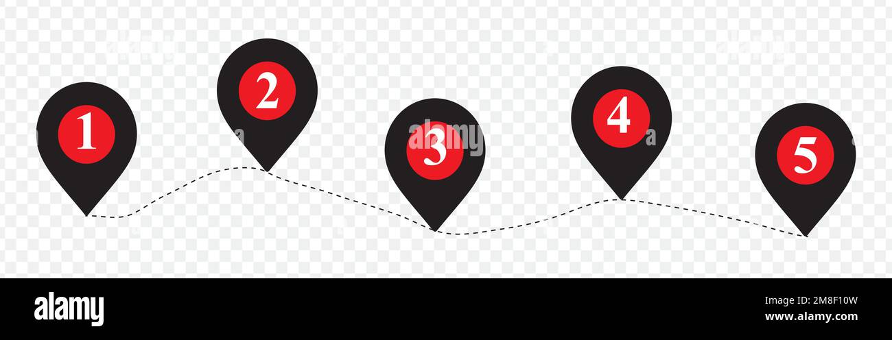 A vector illustration of a line with black pins isolated on a ...