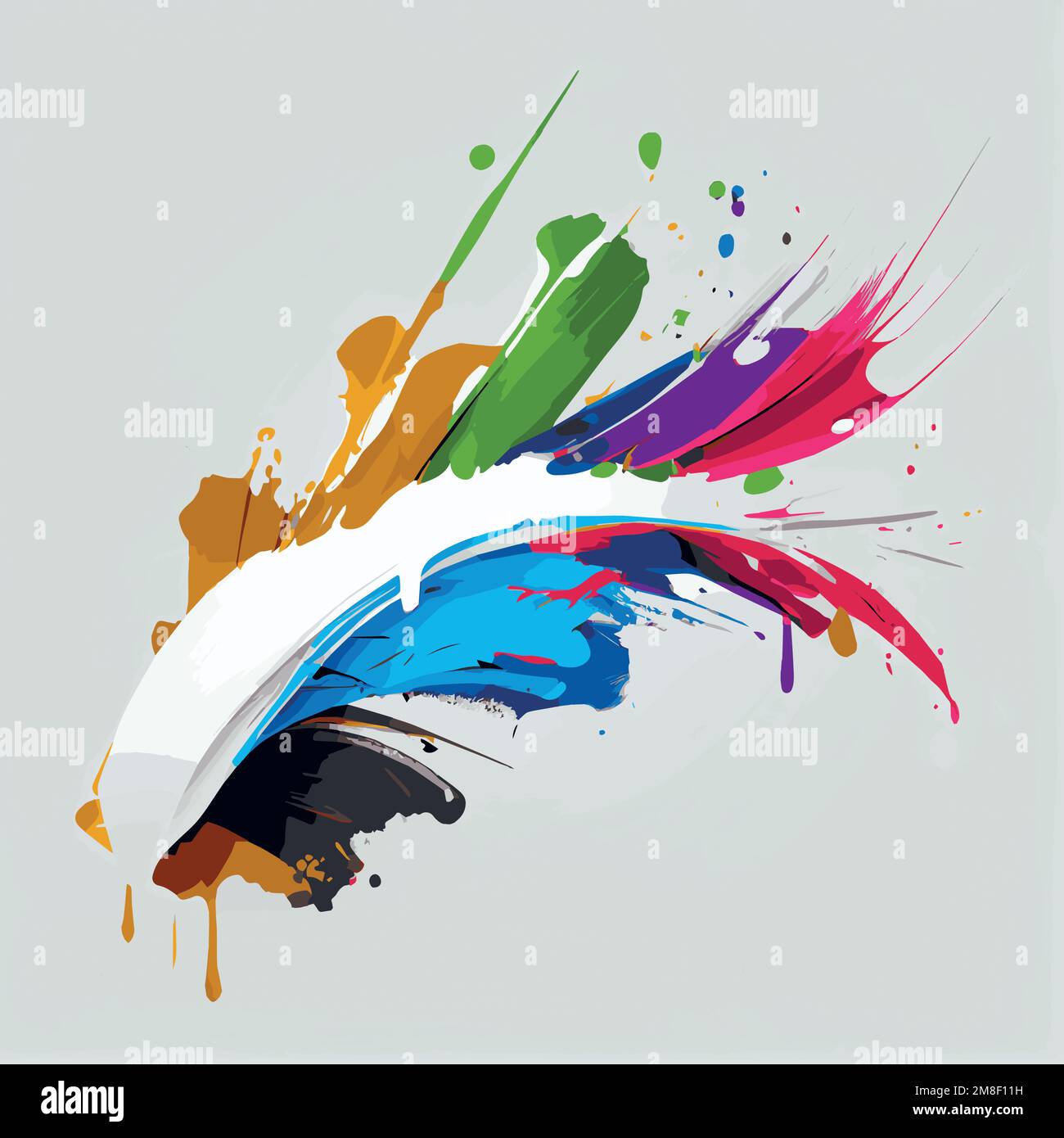 Smears, blots of colored paint on a white background, multicolored ...