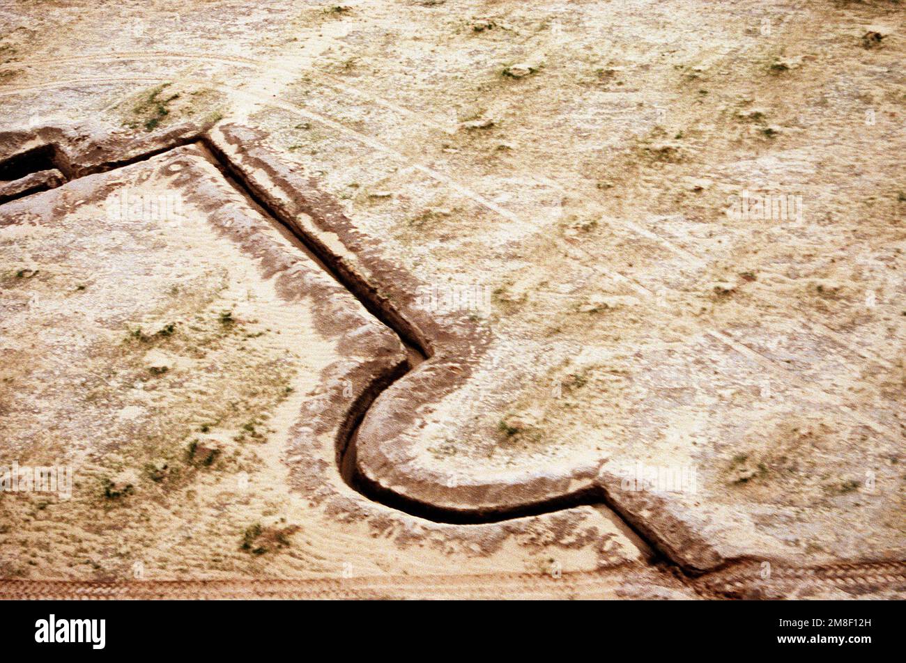 An aerial view of a section of Iraqi trench line abandoned during ...