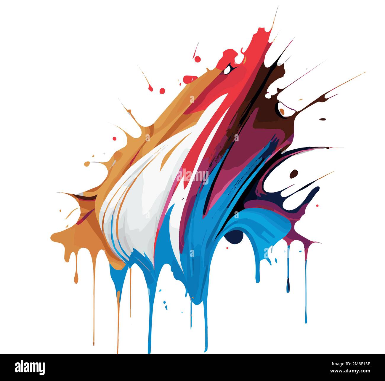 Smears, blots of colored paint on a white background, multicolored ...