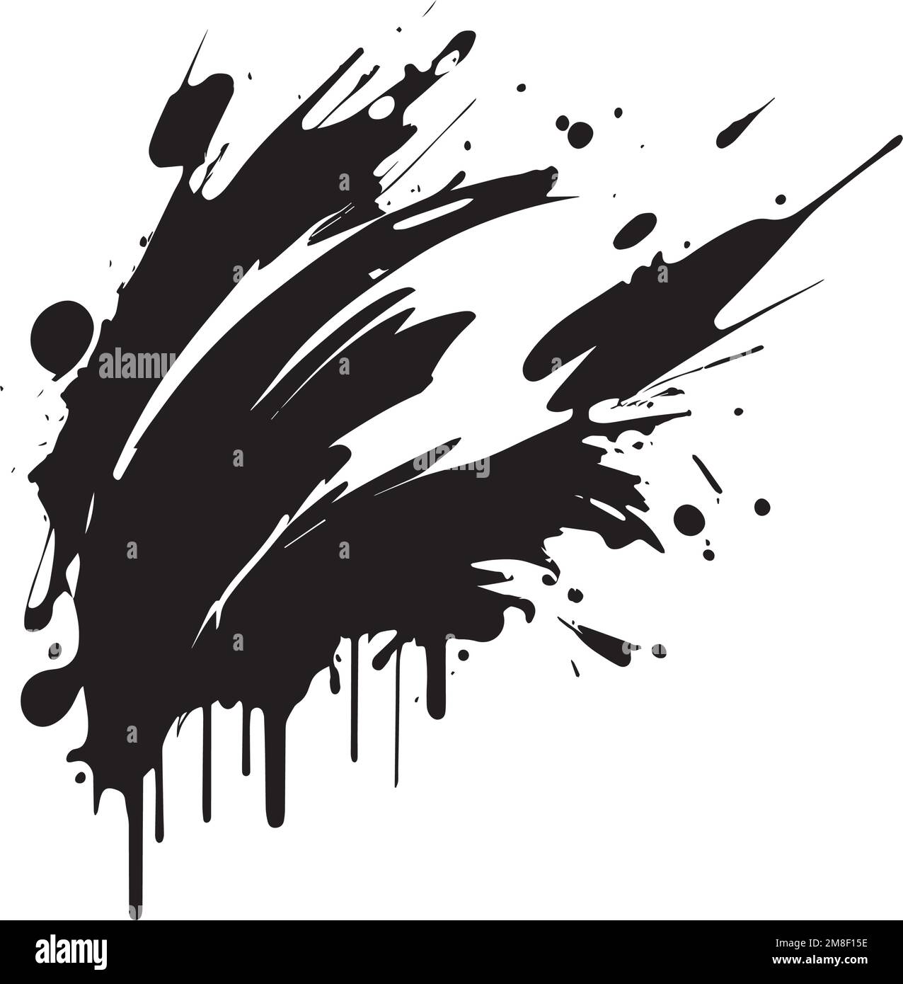 Smears, blots of black paint on a white background, dark colors ...