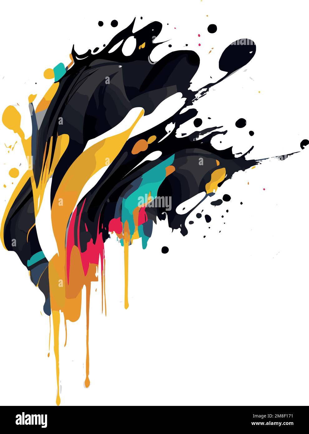 Smears, blots of colored paint on a white background, multicolored ...