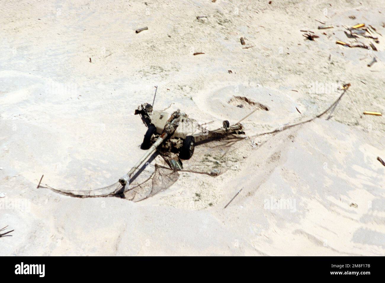 An Iraqi Type 59 130mm field gun abandoned during Operation Desert ...