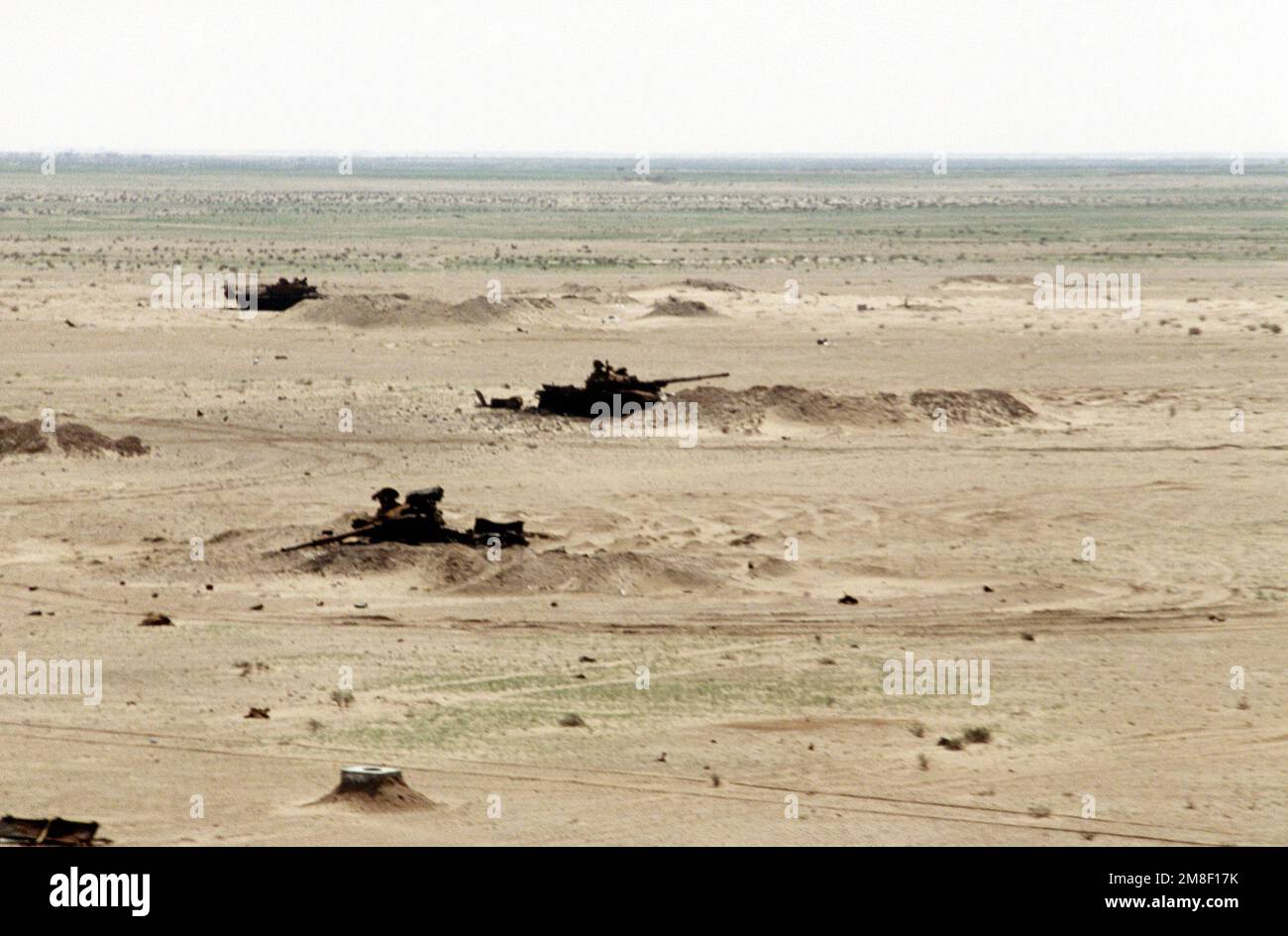 Iraqi T-62 main battle tanks destroyed during Operation Desert Storm ...