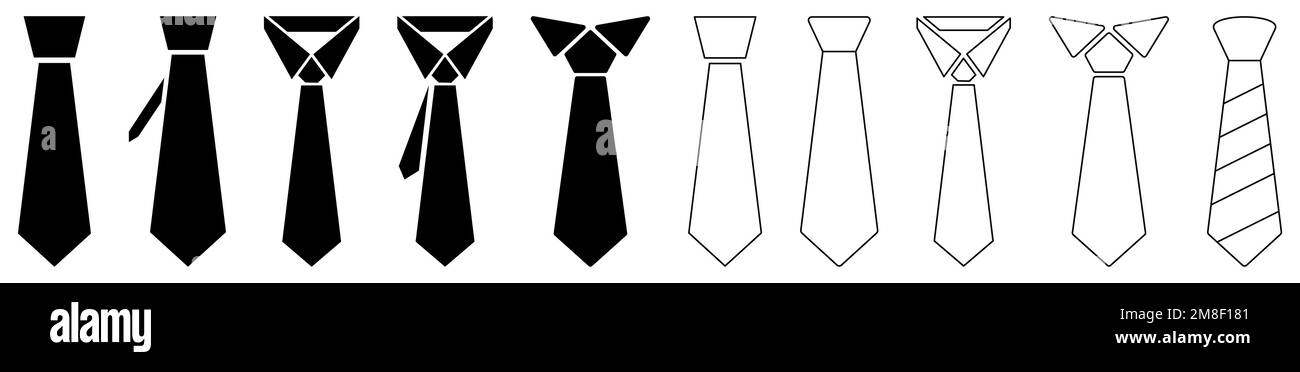 Collection of tie icons. Vector illustration isolated on white ...