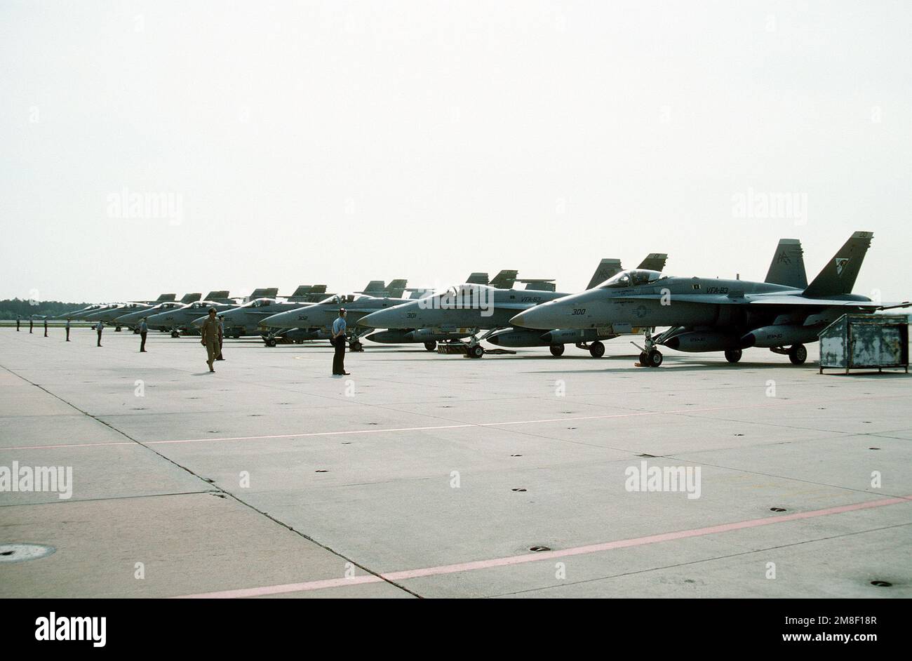 Nine F/A-18C Hornet aircraft of Strike Fighter Squadron 83 (VFA-83 ...