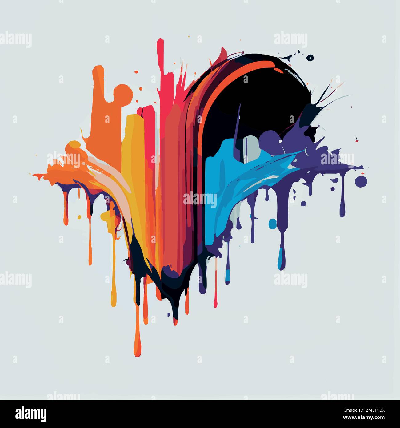 Smears, blots of colored paint on a white background, multicolored ...