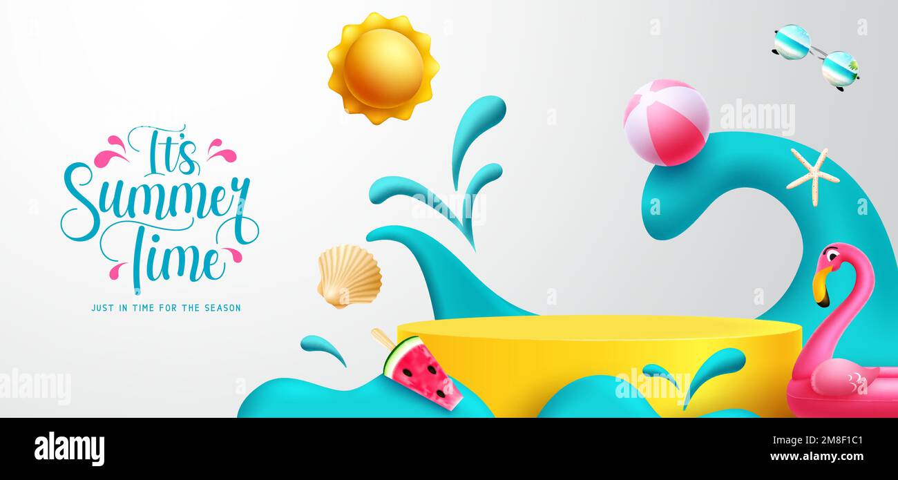 Summer time vector design. It's summer time text with podium and ...