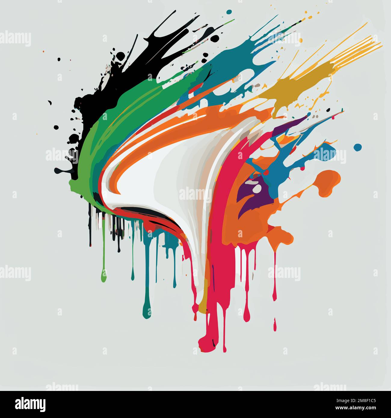 Smears, blots of colored paint on a white background, multicolored ...