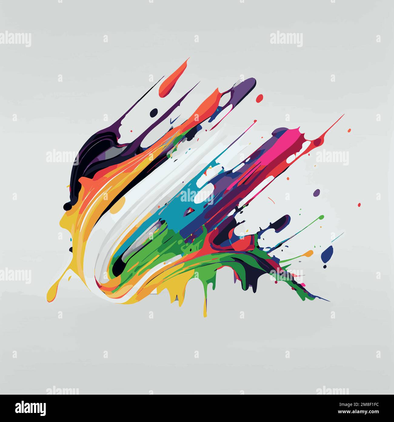 Smears, blots of colored paint on a white background, multicolored ...