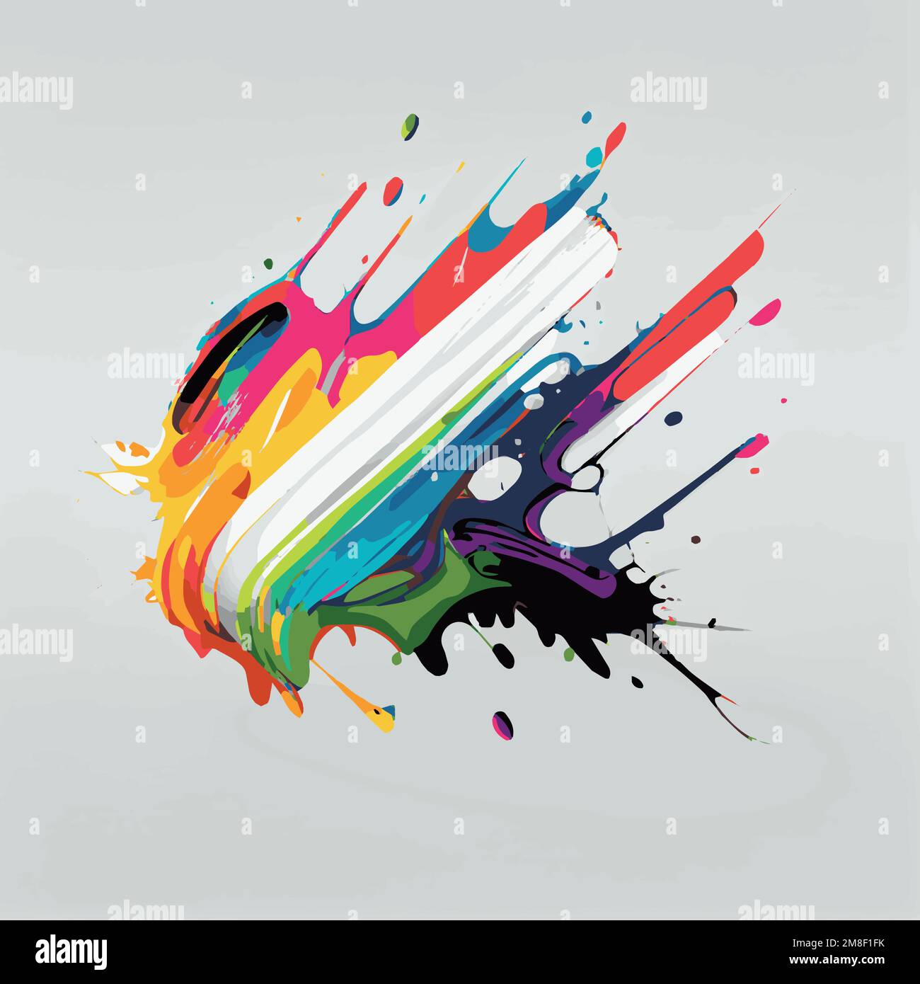 Smears, blots of colored paint on a white background, multicolored ...