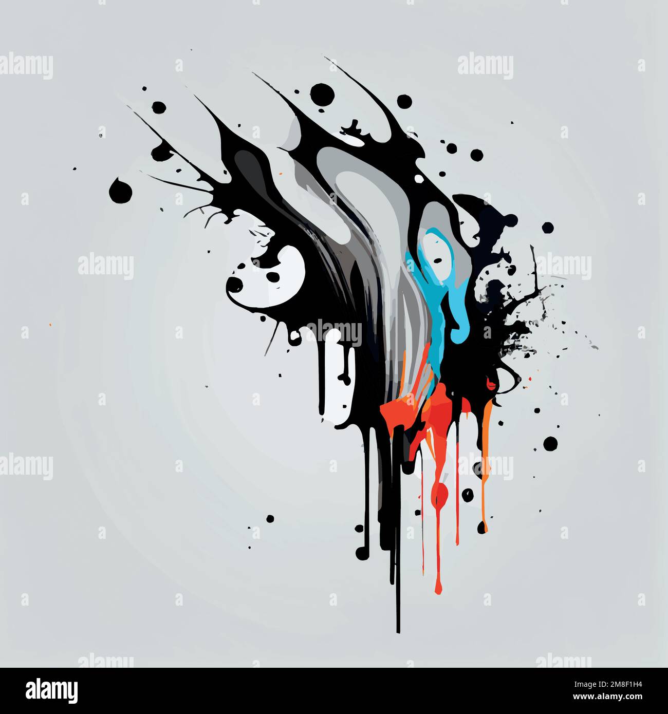 Smears, blots of colored paint on a white background, multicolored ...