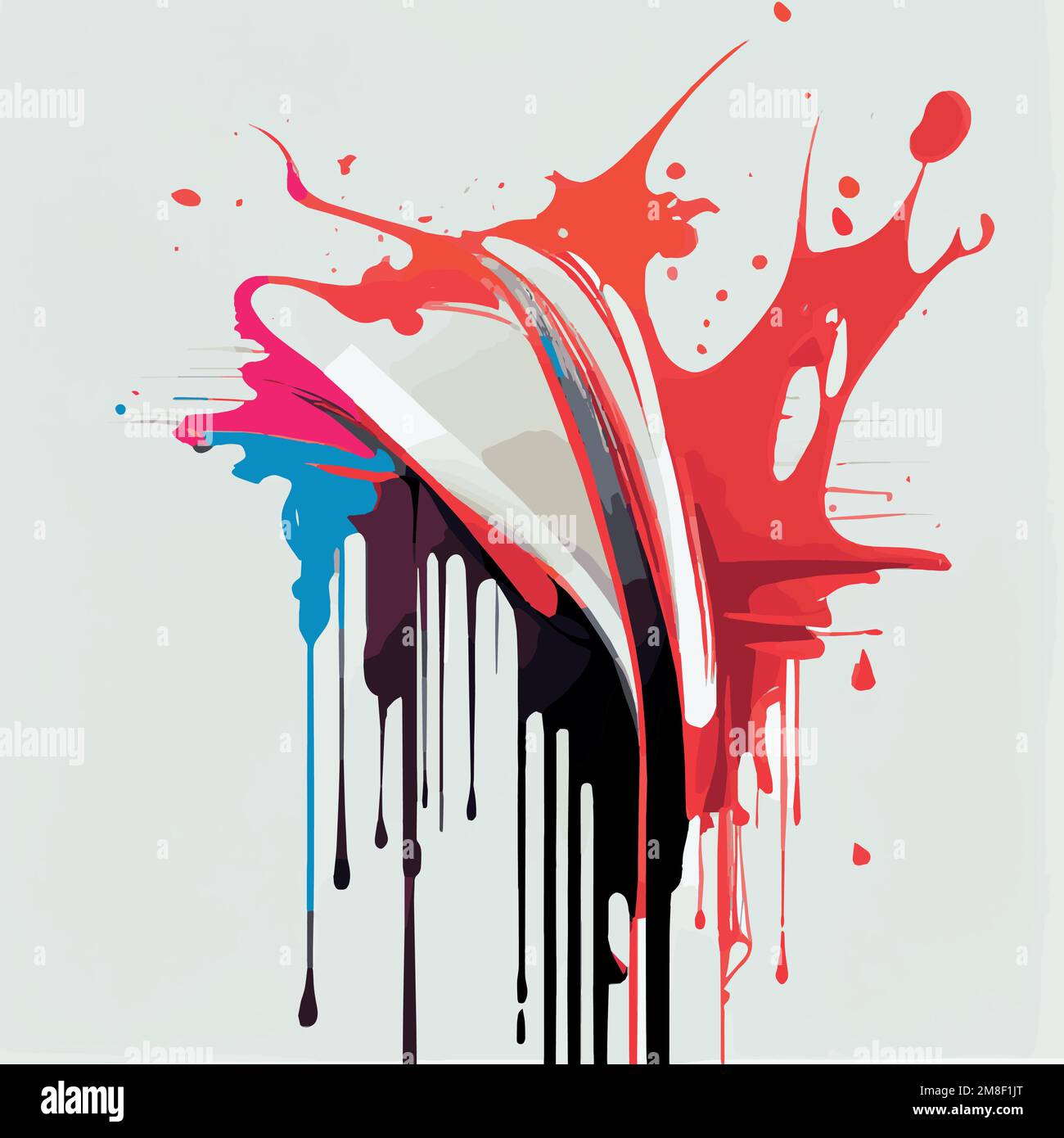 Smears, blots of colored paint on a white background, multicolored ...