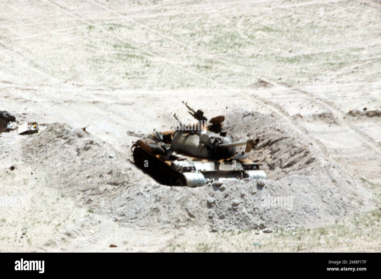 An Iraqi T-72 main battle tank destroyed during Operation Desert Storm ...