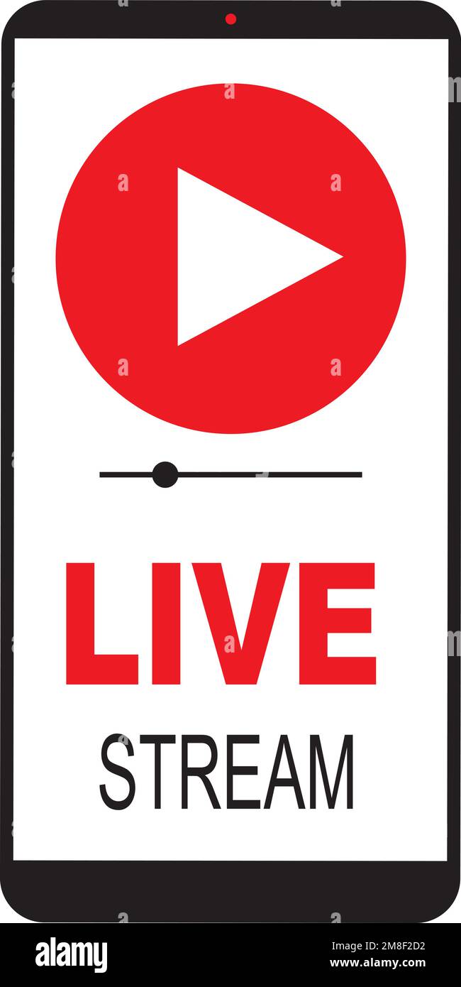 A vector illustration live stream concept with play button on ...