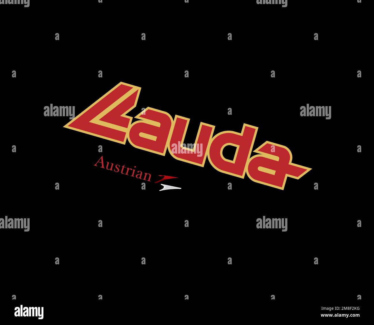 Lauda Air, rotated logo, black background B Stock Photo - Alamy
