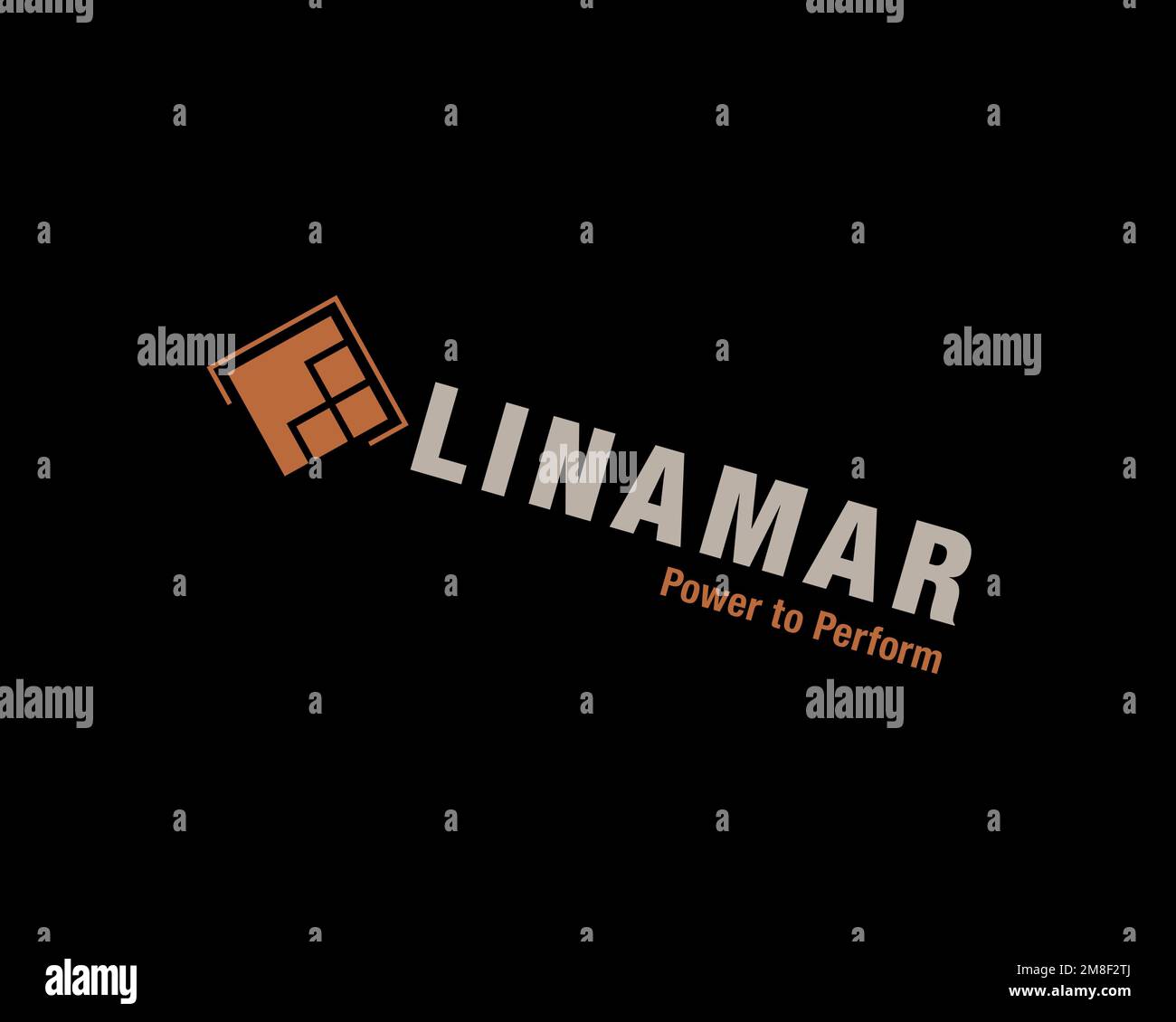 Linamar, rotated logo, black background B Stock Photo - Alamy