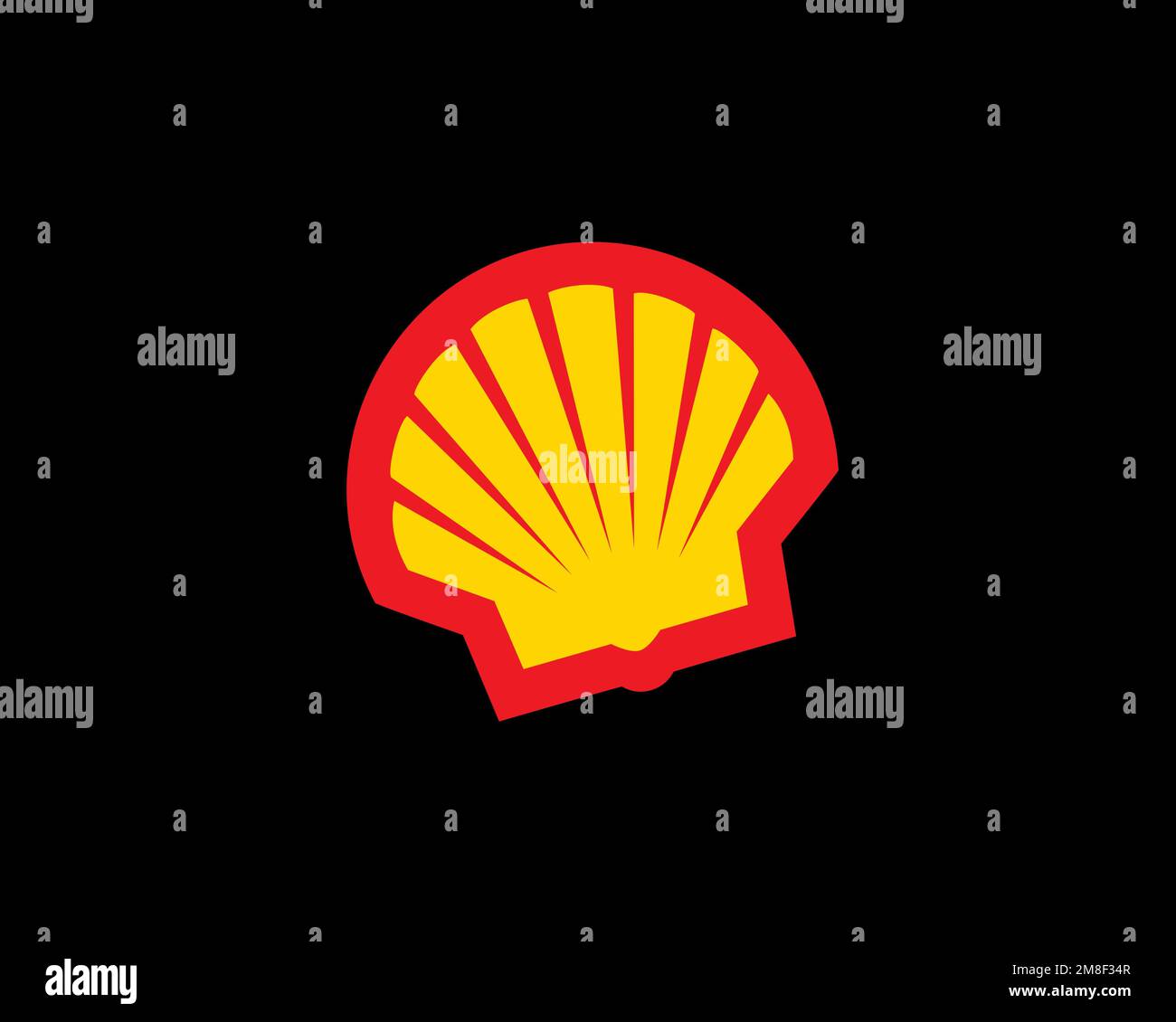Royal Dutch Shell, rotated logo, black background Stock Photo - Alamy