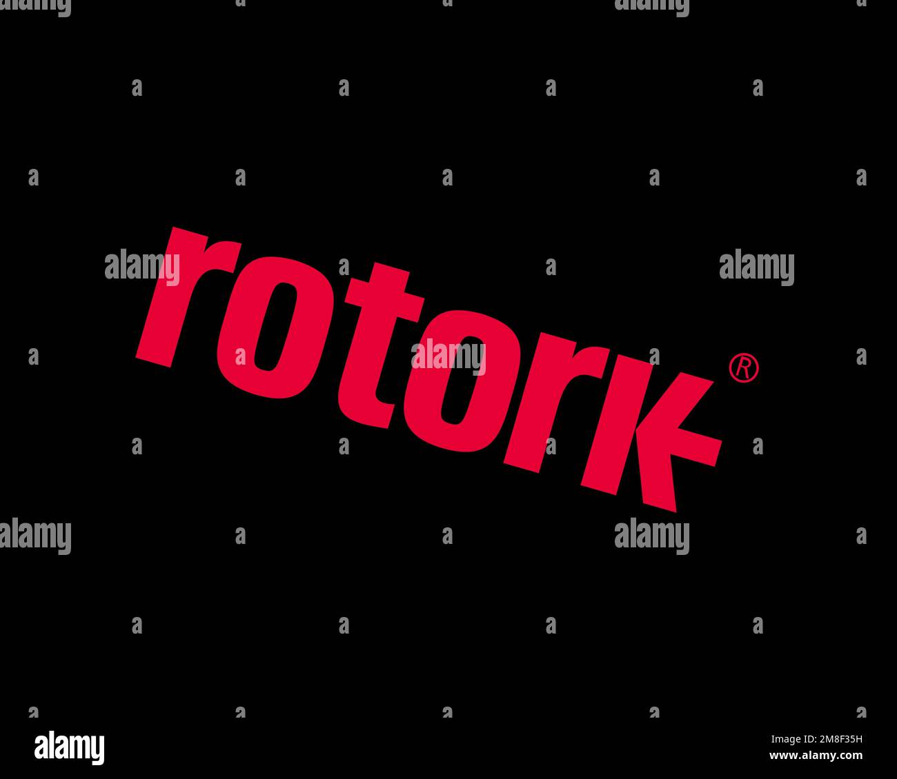 Rotork, rotated logo, black background B Stock Photo - Alamy