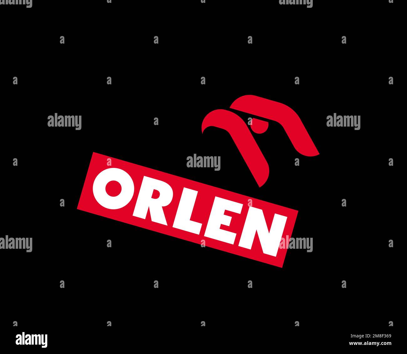 PKN Orlen, rotated logo, black background B Stock Photo - Alamy