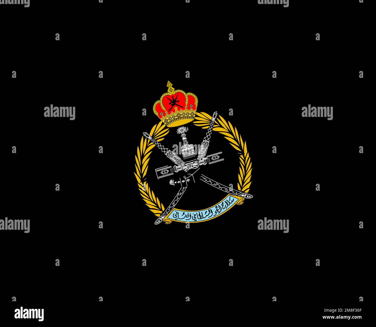 Royal Air Force of Oman, rotated logo, black background Stock Photo - Alamy