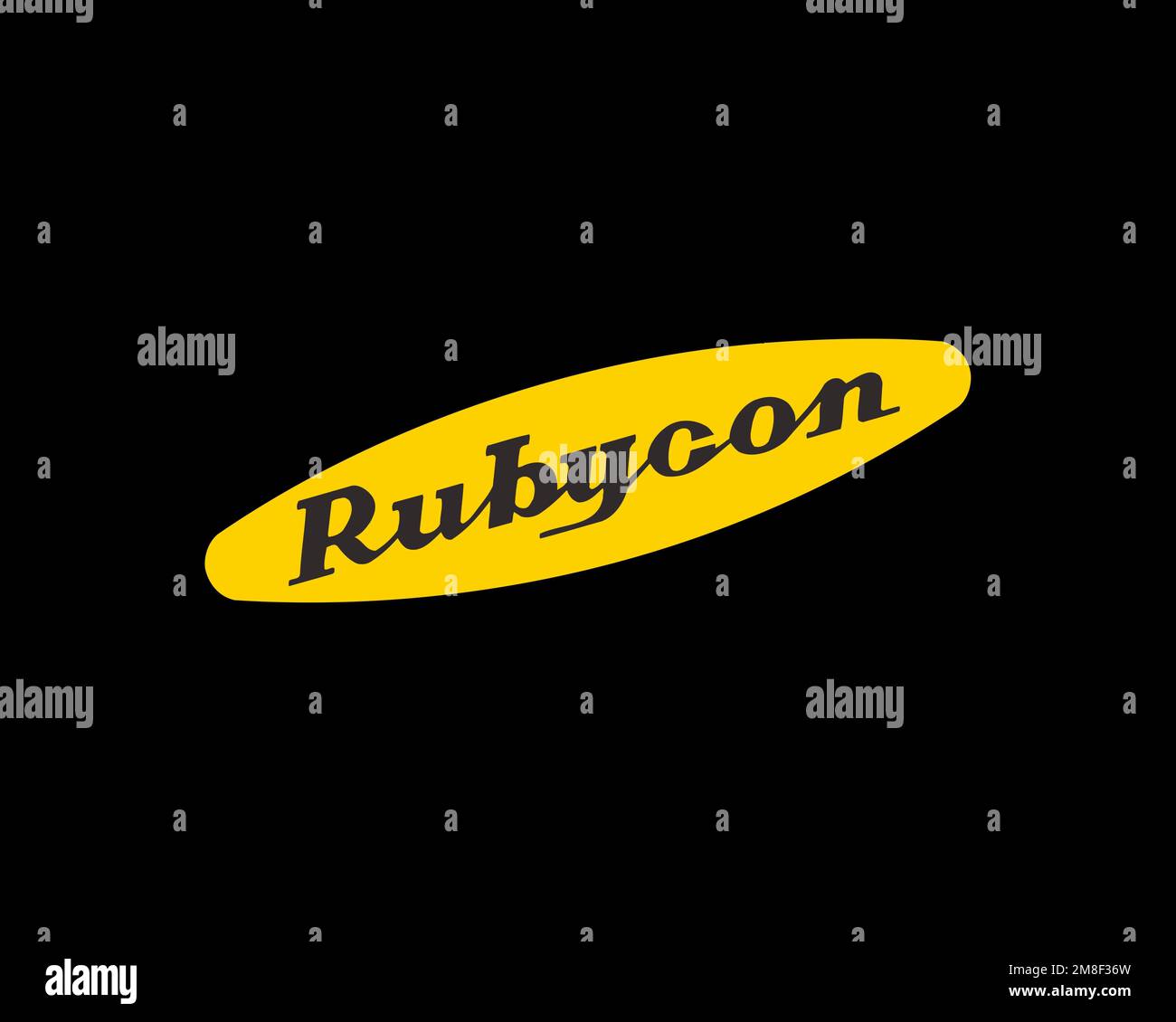 Rubycon Corporation, rotated logo, black background Stock Photo - Alamy