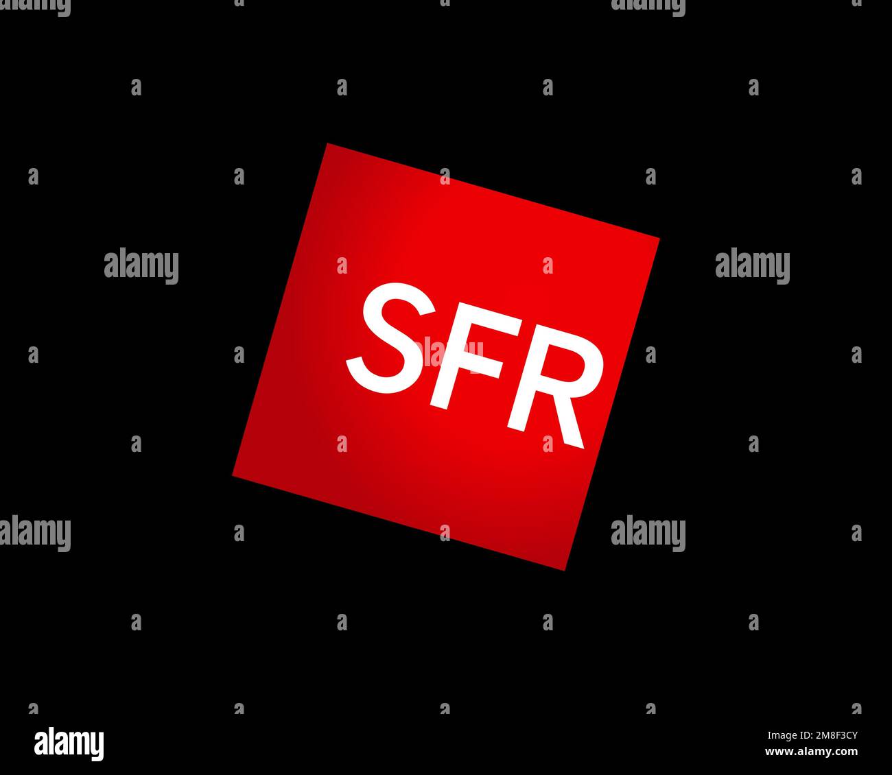 SFR, rotated logo, black background B Stock Photo - Alamy