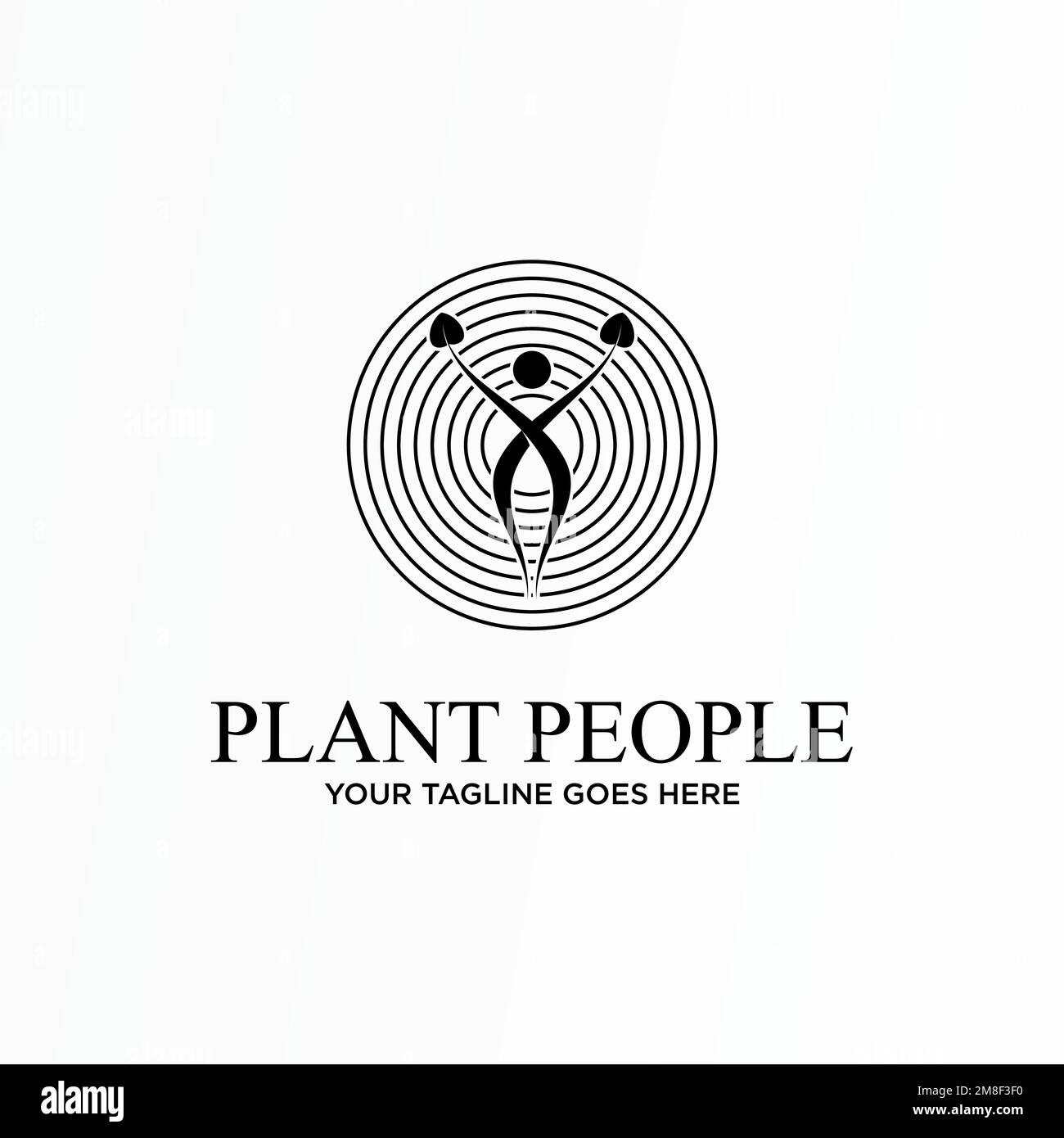 Unique Human or body and leaf hand in circle line image graphic icon logo design abstract ...