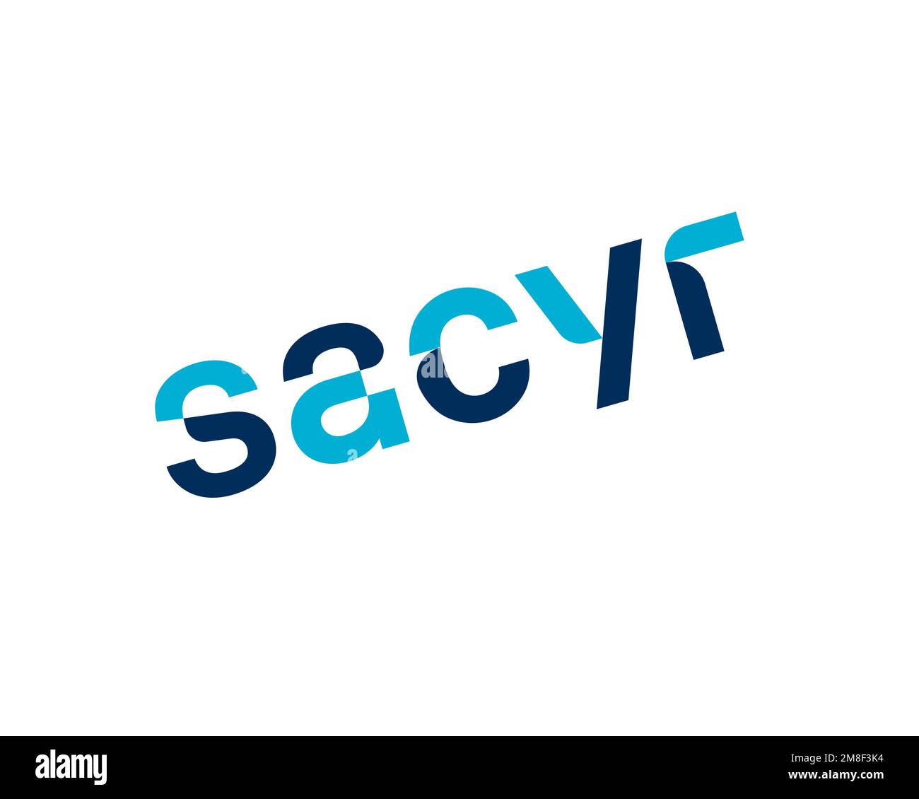 Sacyr, rotated logo, white background Stock Photo - Alamy
